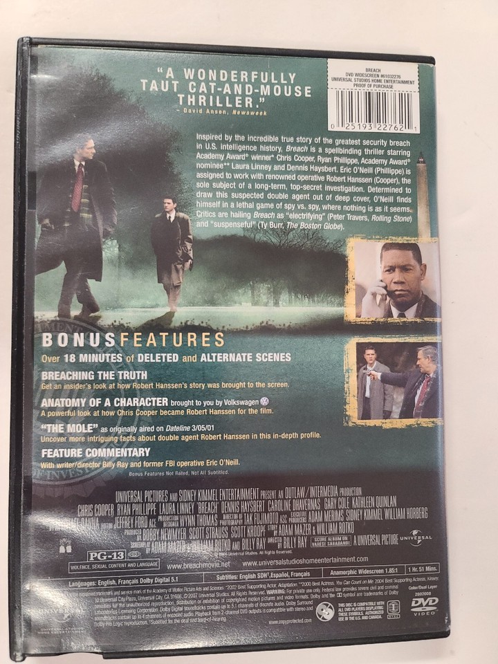 Breach , Pre-Owned DVD ( Chris Cooper ) Inspired By A True Story | eBay
