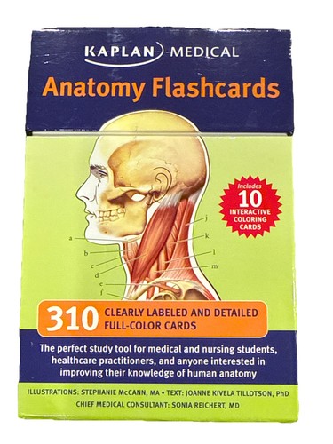 Kaplan Medical Anatomy Flashcards 310 Full Color Cards | eBay