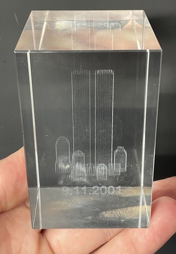 Vintage Glass Rectangular Prism September 11 2001 Light Paperweight ...