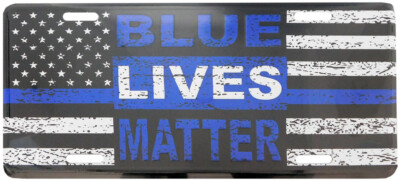 USA Thin Blue Line Blue Lives Matter Distressed 6"x12" Aluminum License ...