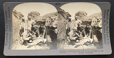 FIRST AID IN FOR WOUNDED IN FRENCH TRENCHES WW1 KEYSTONE STEREOVIEW ...