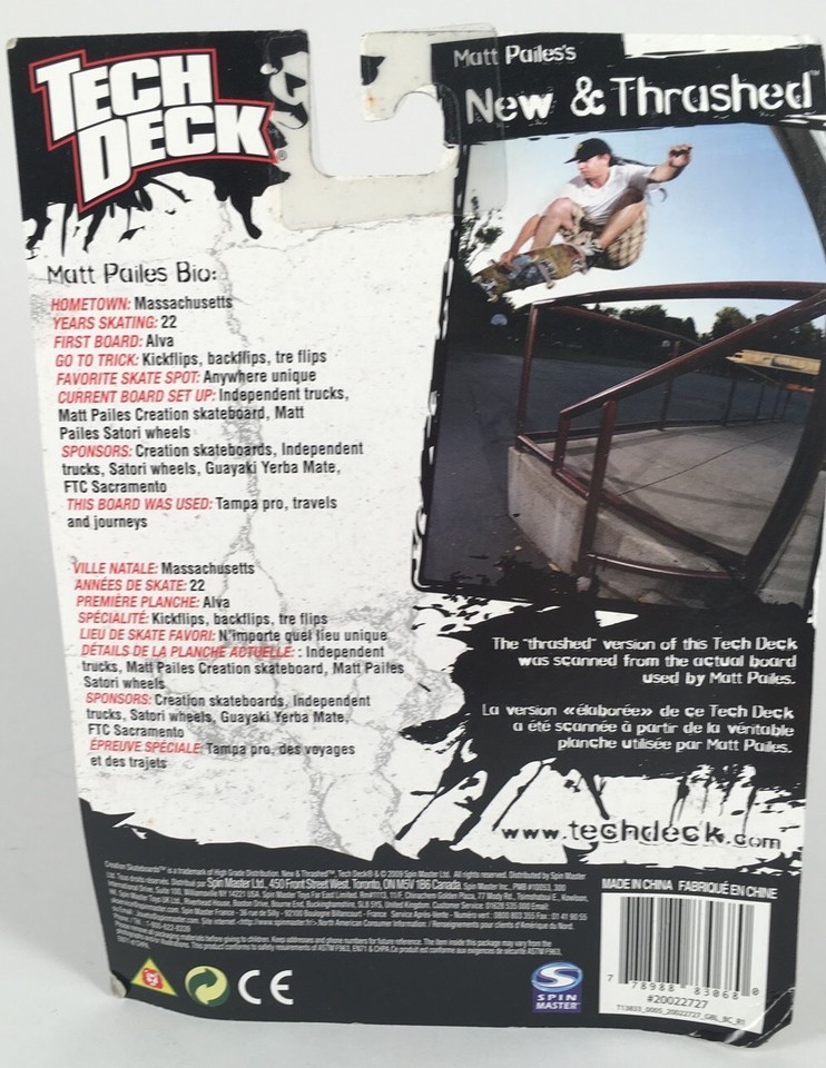 Tech Deck Matt Pailes's New and Thrashed Pailes Finger Skate Board New ...