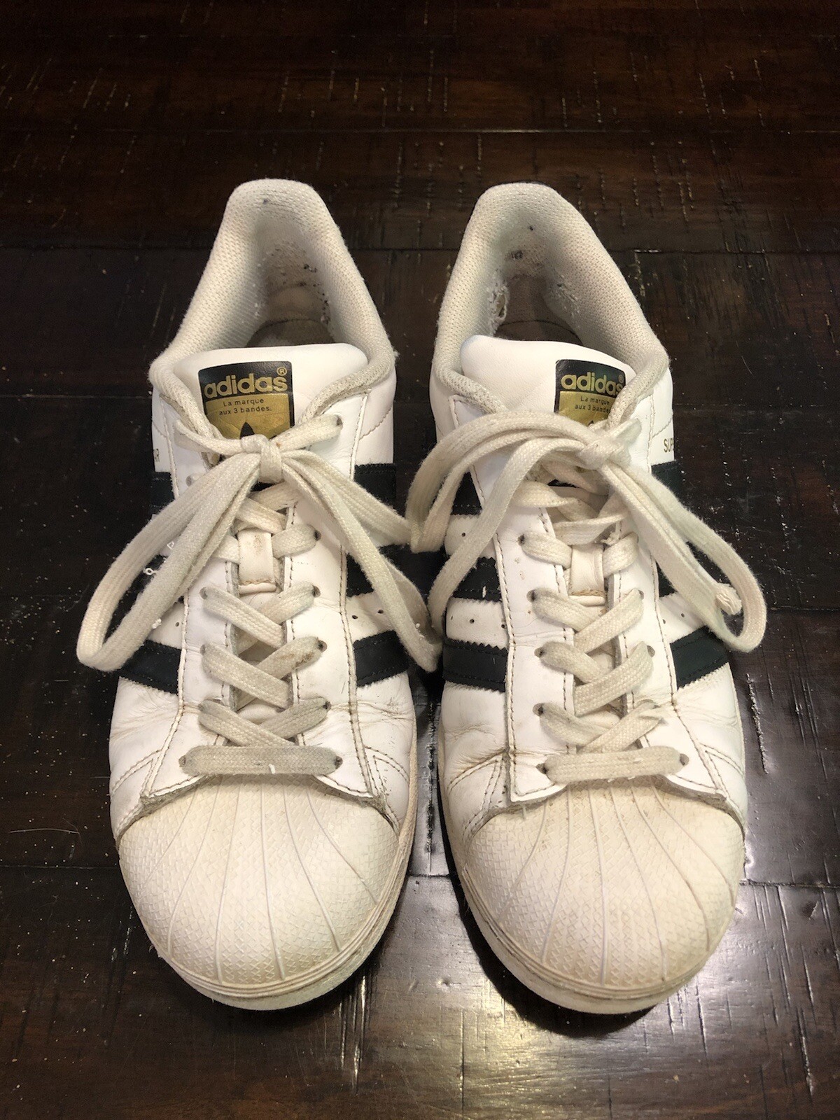 Adidas Superstar Originals Sneakers Shoe Mens Sz 8.5 White Black Gold ...