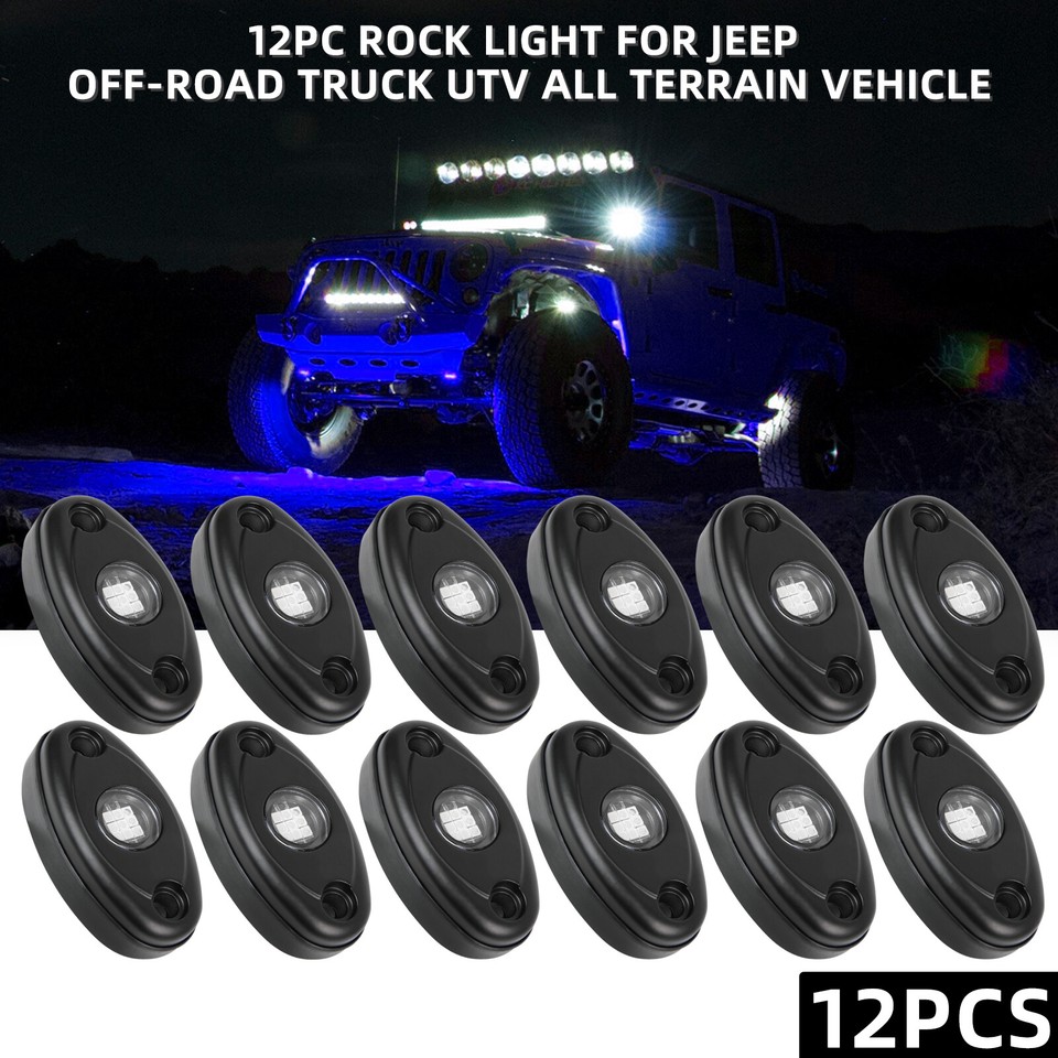12x Blue LED Rock Lights Kit Underbody Neon Light For GMC Sierra 1500 ...