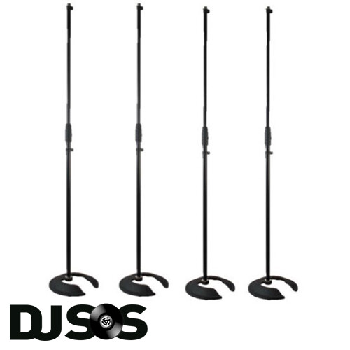 4 x Pulse Mic Stand Stack Round Base Stackable Heavy Duty Black Band ...