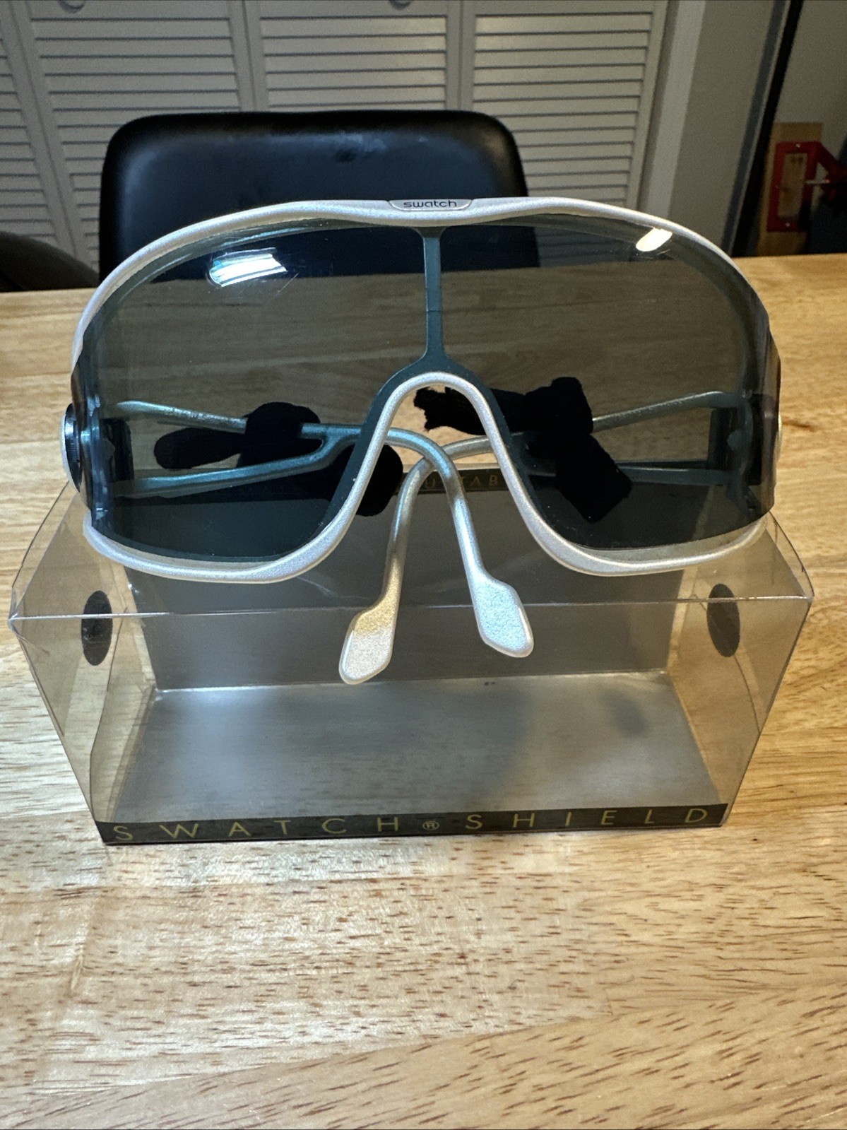 Vintage Swatch Shield Sunglasses Pearl White 1980s Ra… - Gem