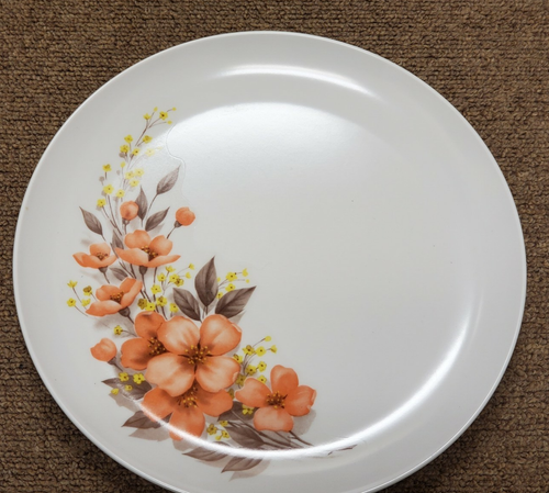 Vintage Marcrest Melmac Golden Dawn Dinner Plate Floral Flowers, orange ...