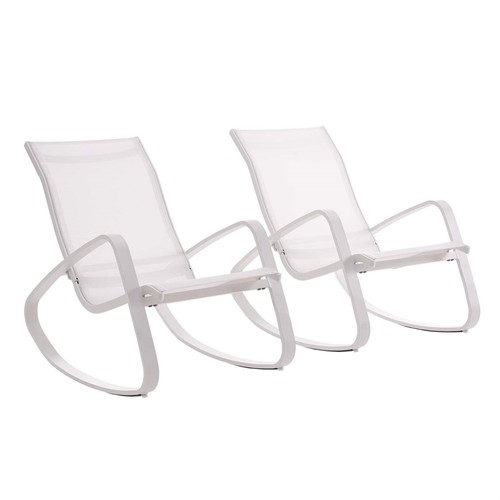 Ergode Traveler Rocking Lounge Chair Outdoor Patio Mesh Sling Set of 2 ...