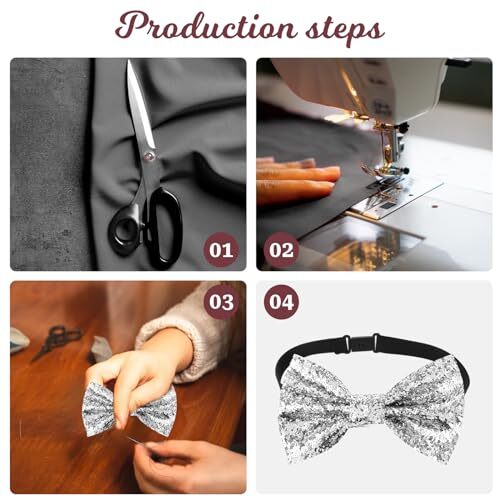 KALIONE Sequin Bow Ties Bowtie for Men, Adjustable Men's Pre-Tied Bow Silver | eBay