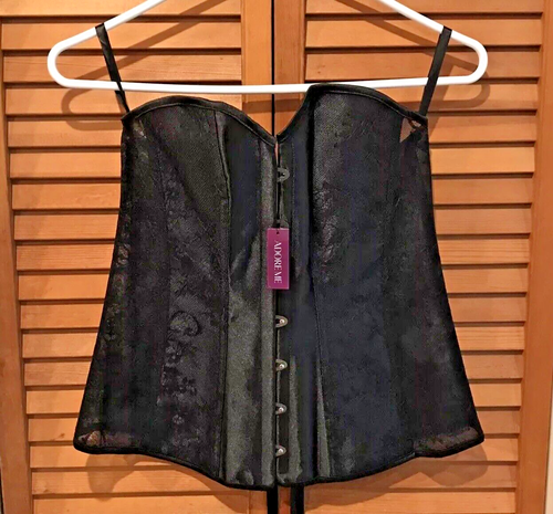NWT! Adore Me “Ashoka Corset” black Lace Ribbon back Tie Women’s plus ...