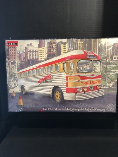 RODEN 819 GMC PD-3751 SILVERSIDE TRAILWAYS BUS MODEL KIT-NIB-1:35 SCALE ...