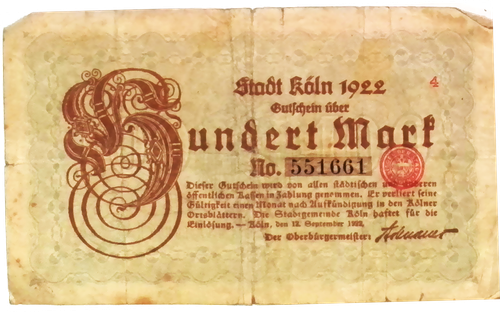 1922 Germany KOLN 100 Mark Banknote Well circulated | eBay