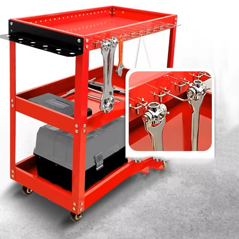 3-Tier Steel Tool Trolley Cart Workshop on Wheels Trolly Work Mechanic ...