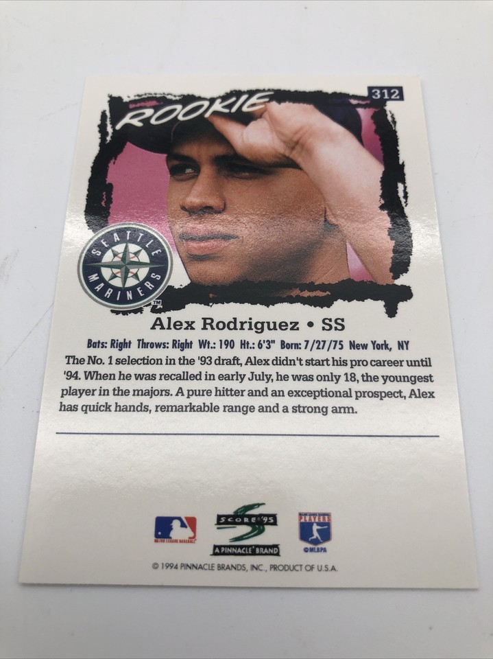 1995 Score Alex Rodriguez Rookie Card RC #312 Mariners NM | eBay