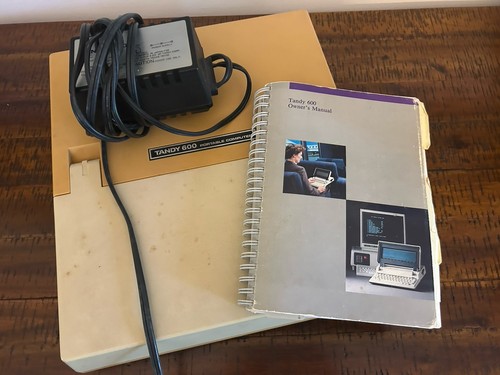 Vintage Tandy 600 Portable Computer 1985 W/ Power Cable & Manual BOOTS ...