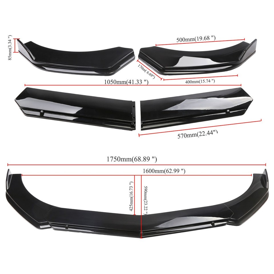 For Benz W211 E350 E500 E55 AMG Front Bumper Lip Spoiler Splitter ...