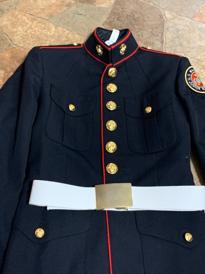 USMC Marine Corps Enlisted E-3 Dress Blues Blouse Jacket & Belt Size ...