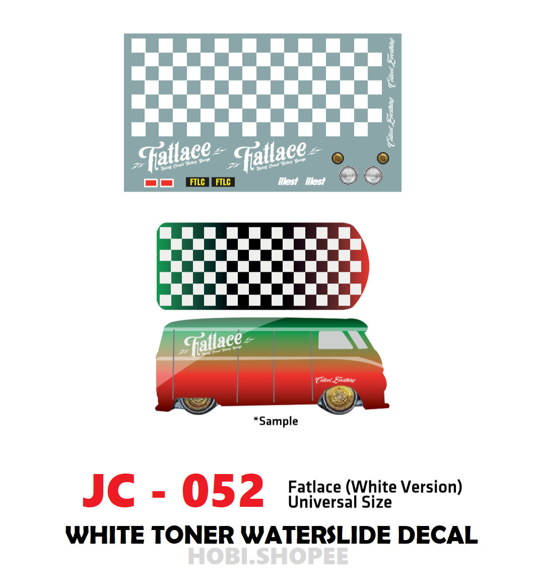 JC-9052 White Toner Waterslide Decals F_WHITE For Custom 1:64 Hot Wheel ...