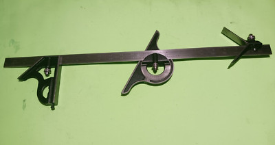 STARRETT COMBINATION SQUARE 5pcs Head,protractor,center head,24" rule ...