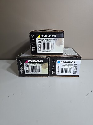 New Genuine Lexmark C540A Cyan Magenta Yellow Toner Cartridge Box C540 C543 | eBay