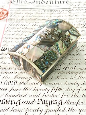 Beautiful Vintage Abalone Shell and Mexican Alpaca Silver Trinket Box ...