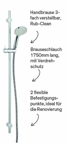DAMIXA FAIR Brausegarnitur Renovierungset chrom mit Stange, Handbrause, Schlauch | eBay.de