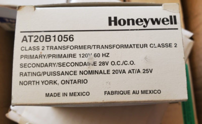 Resideo Honeywell AT20B1056 Transformer, 20VA, 120VAC, AT20B1007 ...