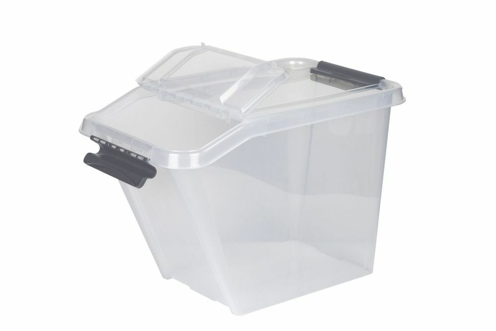 3 x Kunststoffbox Lagerbox Sortierbox Transparent 58L geteilter Deckel ...