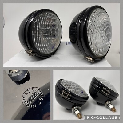 GUIDE HEADLIGHTS Original Pair Vtg Accessory Hot Rat Rod Tractor Powder ...