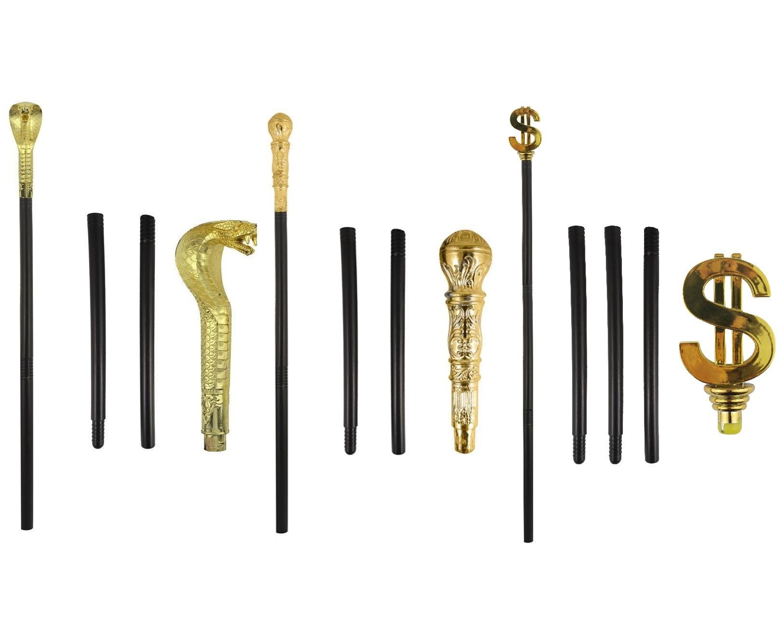 Walking Egyptian Pharaoh Cane Snake Scepter Stick Pimp With Gold Top 3 ...