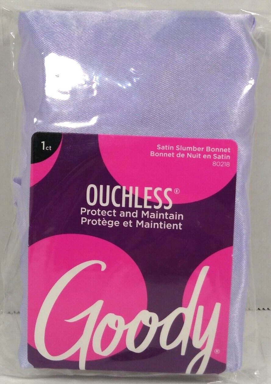 Goody Mosaic Purple Soft Satin Slumber Bonnet Cap Protect Hair Maintain ...