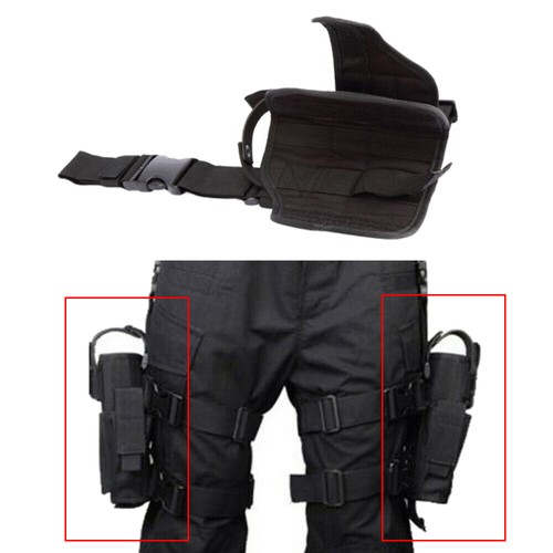 2pcs Tactical Gun Holster Drop Leg Pouch Left + Right Thigh Pistol ...