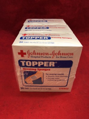 NEW LOT OF 144 JOHNSON & JOHNSON Topper Dressing Sponges 4"x4" 6bx/24ea ...