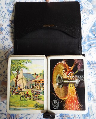 2 deck Antique set 20s/30s Playing Cards Country Fair & Grinder wheel ...