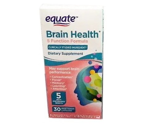 Equate Brain Health 5 Function Formula Capsules Dietary Supplement 30Ct ...