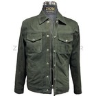 Men's 100% Pure Suede Leather Green Trucker Jacket Moto Biker Party ...