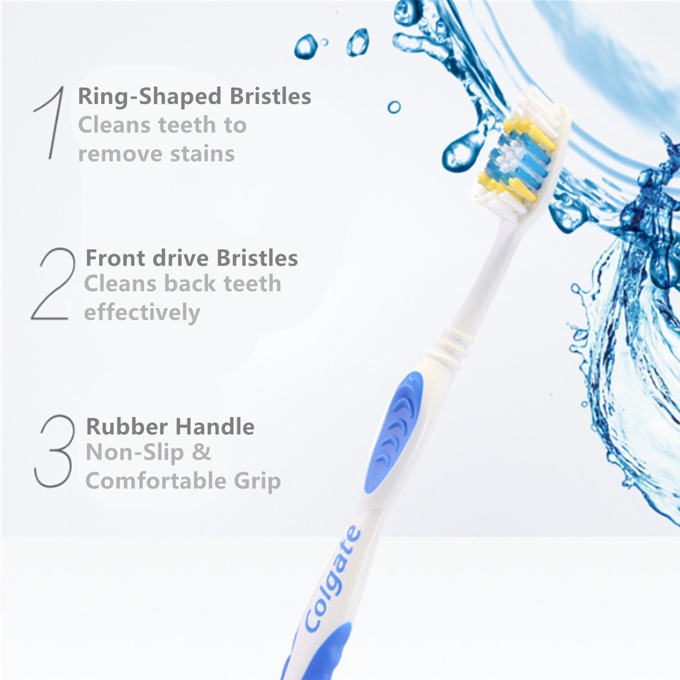 6 Pc Colgate Medium Firm Bristle Toothbrush Extra Clean Full Head ...