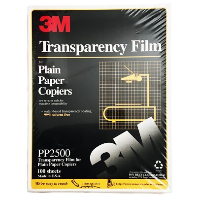 NOS 3M PP2200 Transparency Film for Copiers 100 Sheets 8.5x11 New ...