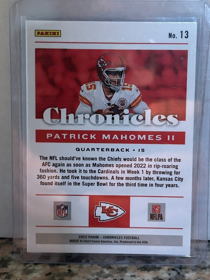 2022 Panini Chronicles - Patrick Mahomes II #13 Teal - Kansas City ...