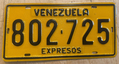 VENEZUELA EXPRESOS ,,,,, AUTO LICENSE PLATE " 802 725 " SOUTH AMERICA ...