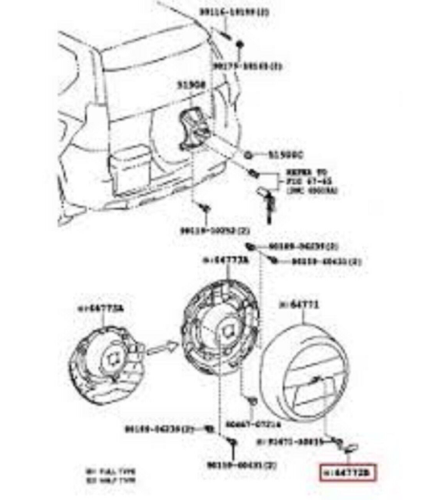Toyota Genuine OEM PAD, SPARE WHEEL COVER LAND CRUISER PRADO ☆ 64772 ...