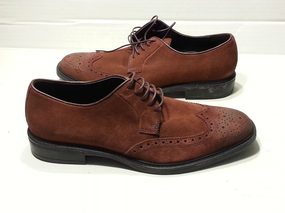 Kenneth Cole men's wing tip brown suede shoes size 8.5 (41.5) Brick ...