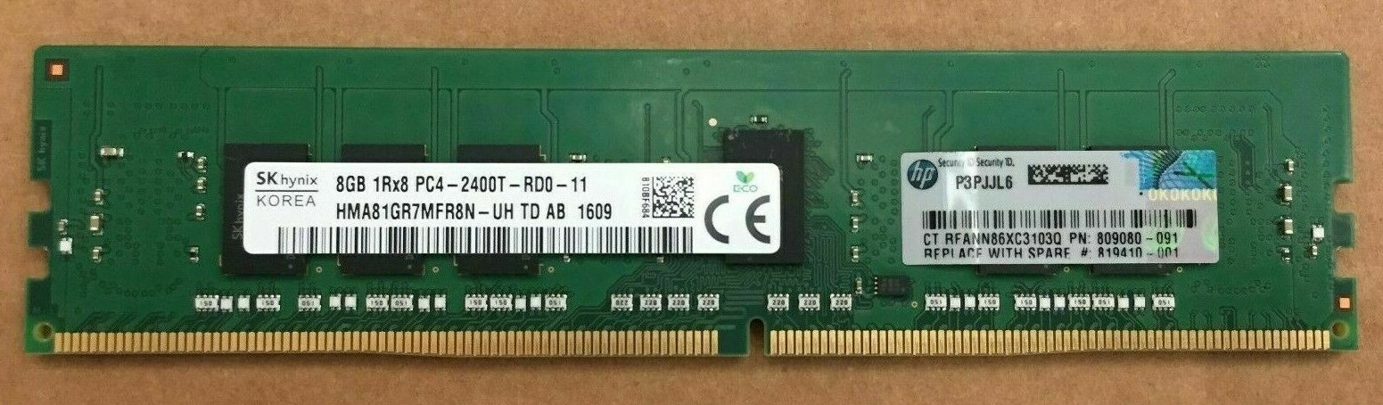 HP SK Hynix 8GB 1RX8 PC4-2400T-R DDR4 Memory 809080-091 819410-001 ...