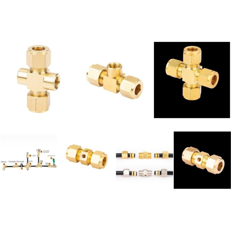 Tube Union Connector Brass Tee Fitting For Tight Spaces Brass Material ...