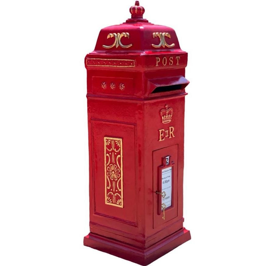 Standing Cast Aluminum Red British ER II Post Box Cast Iron Replica ...