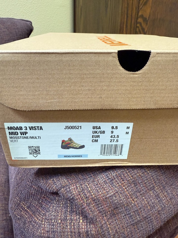 Merrell Men's Moab 3 Vista Mid Mosstone Waterproof Hiking Boots Men's 9 ...