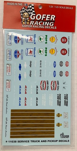 GOFER RACING DECALS Service truck pickup SHEET 1:24 1:25 CAR MODEL ...