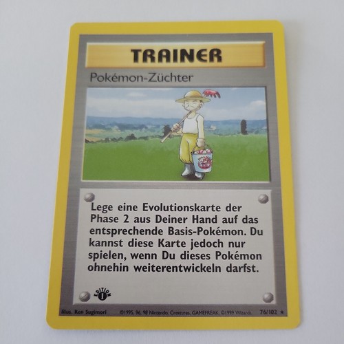 TCG 1st Edition German Pokemon Zuchter Trainer 76/102 EX/NM RARE | eBay