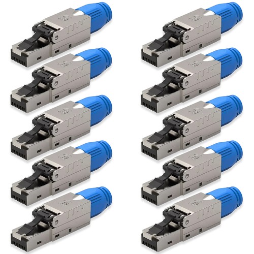 NEXMEX 10x Netzwerkstecker Cat 8 CAT8.1 RJ45 Stecker Werkzeuglos Metall ...
