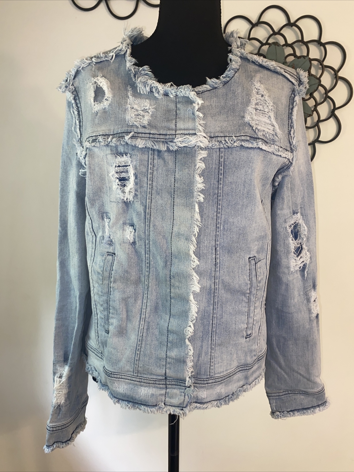 Generation Love New York Distressed Denim Jacket Sz L - Gem